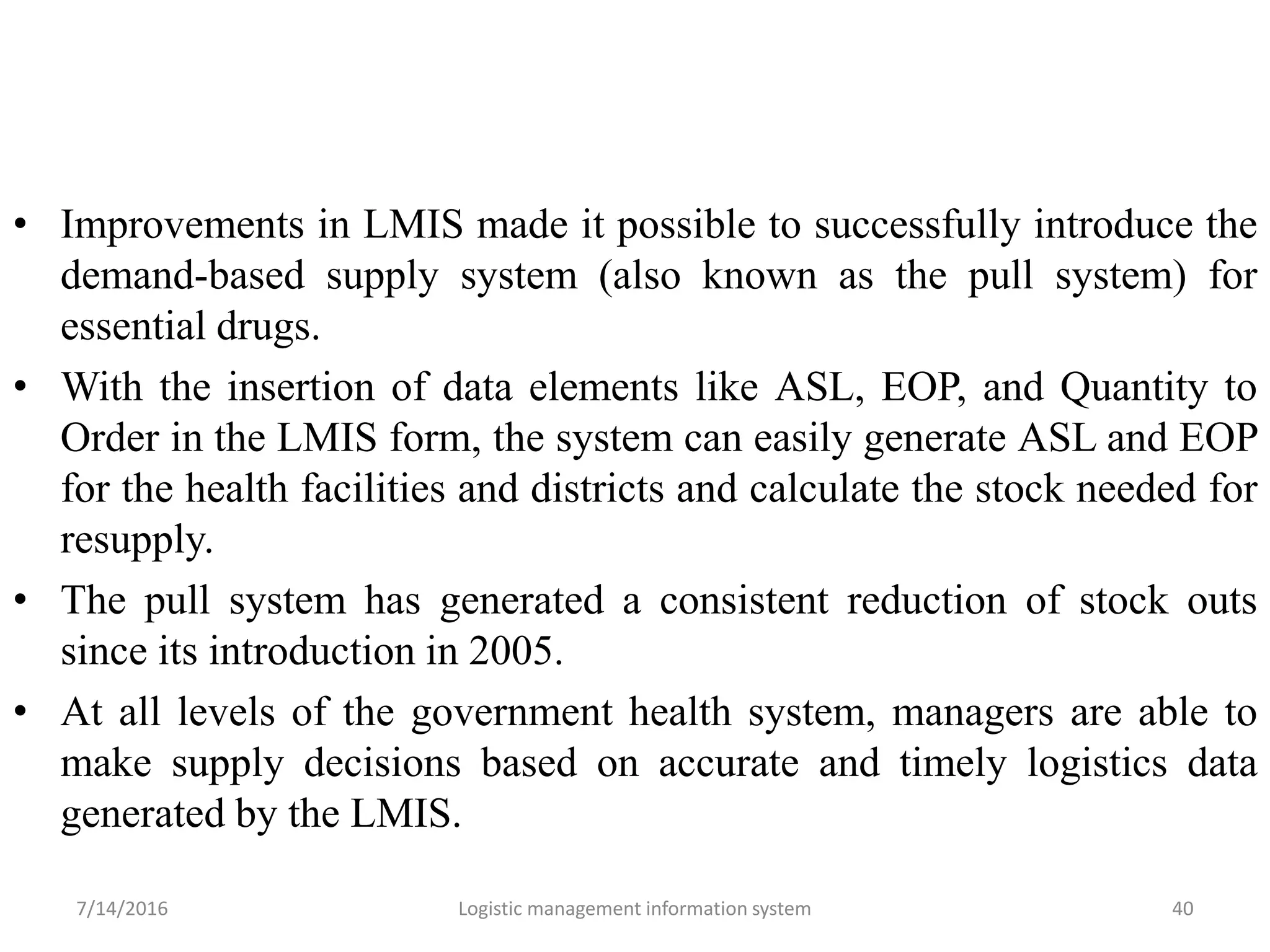 Logistics management information system(lmis) | PPTX