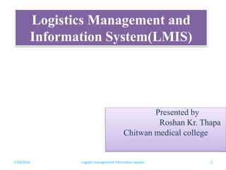 Logistics management information system(lmis) | PPTX