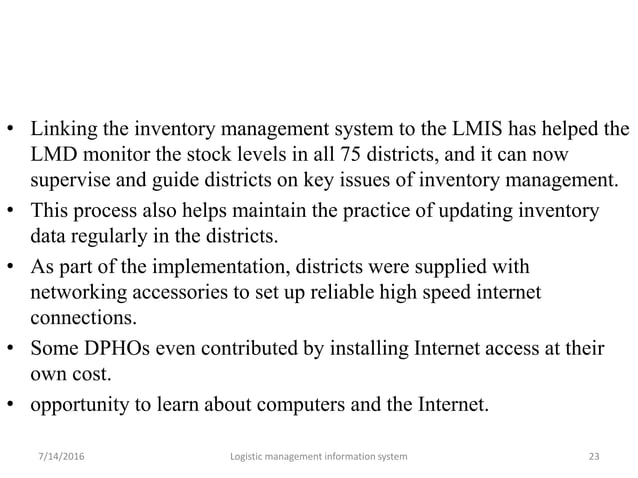 Logistics management information system(lmis) | PPTX | Logistics and ...