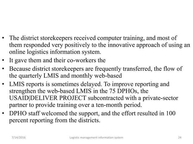 Logistics management information system(lmis) | PPTX | Logistics and ...