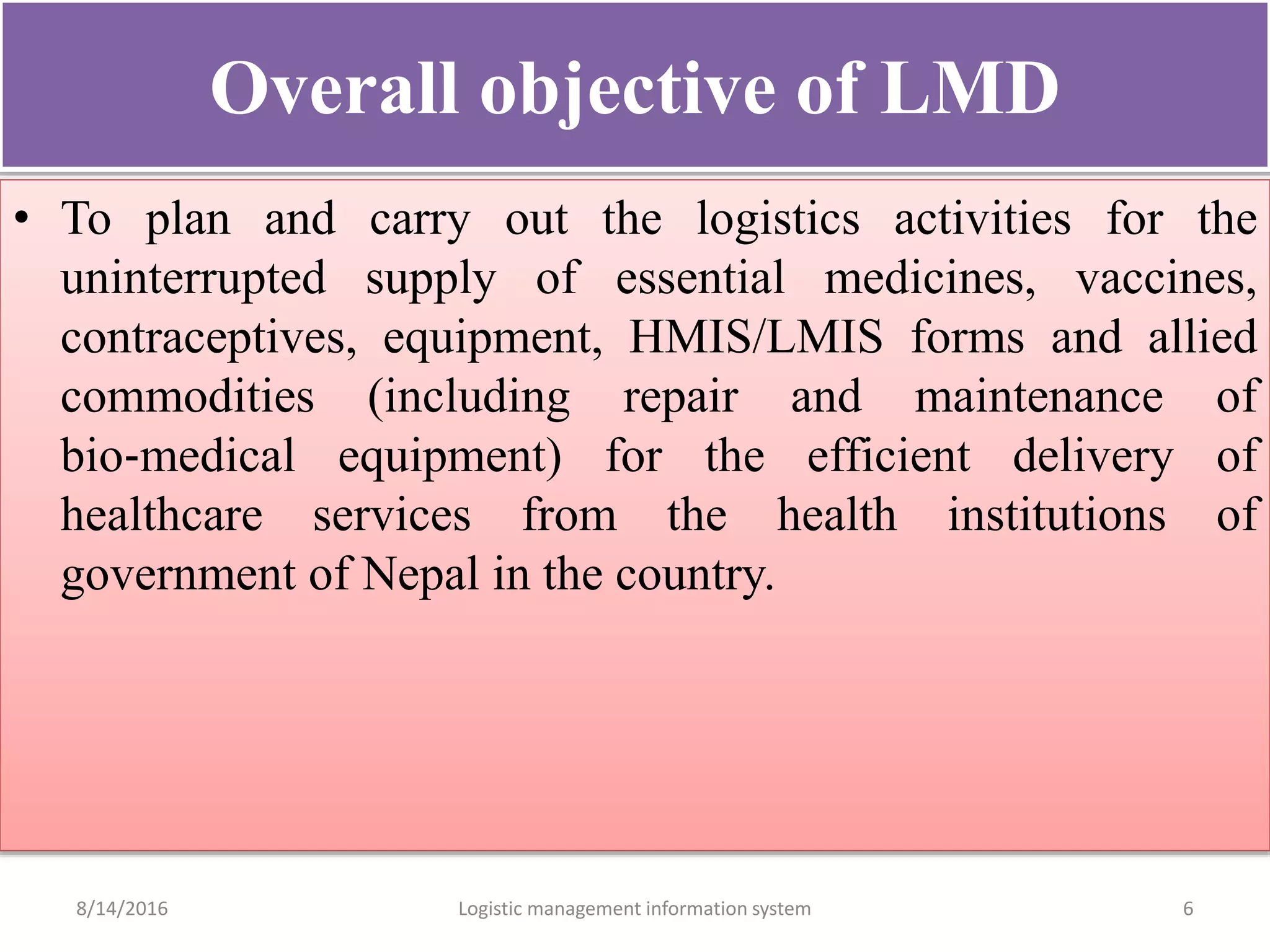 Logistics management information system(lmis) | PPTX