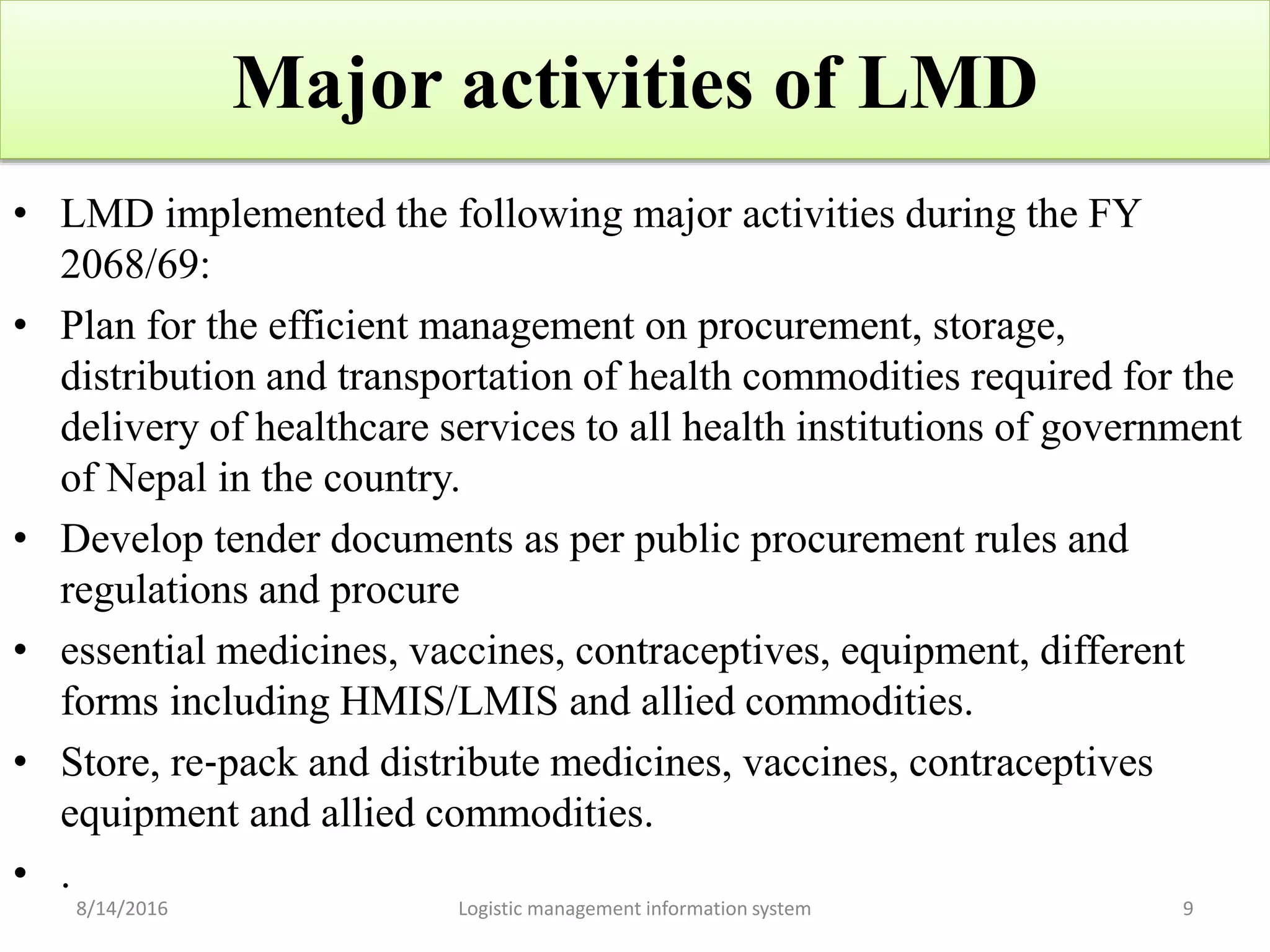 Logistics management information system(lmis) | PPTX