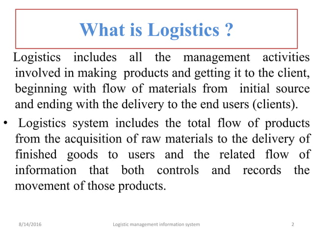 Logistics management information system(lmis) | PPTX