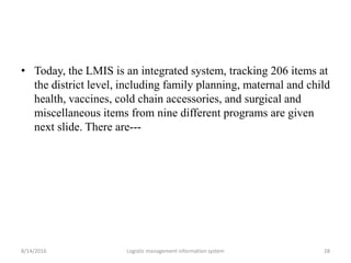 Logistics management information system(lmis) | PPTX