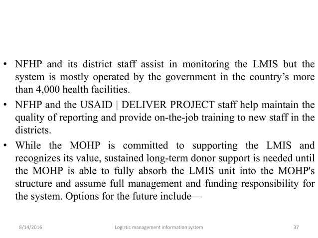 Logistics management information system(lmis) | PPT