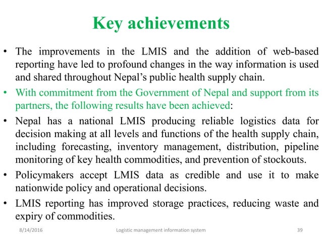 Logistics management information system(lmis) | PPTX