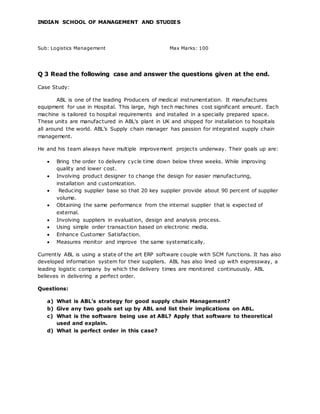 Logistics management question paper | DOCX