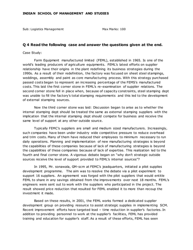 Logistics management question paper | DOCX