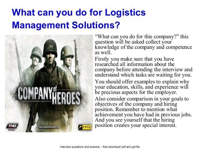 Logistics Management Solutions Interview Questions And Answers logistics-management-solutions-interview-questions-and-answers