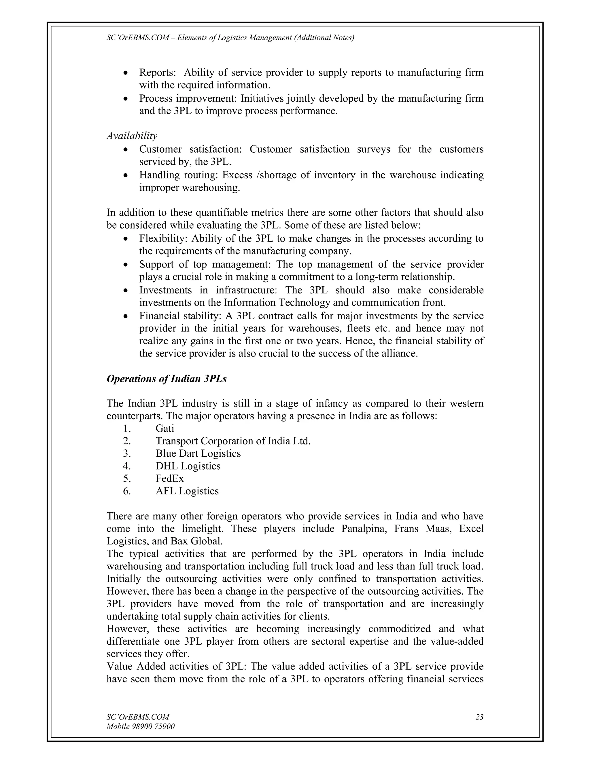 Logistics notes | PDF