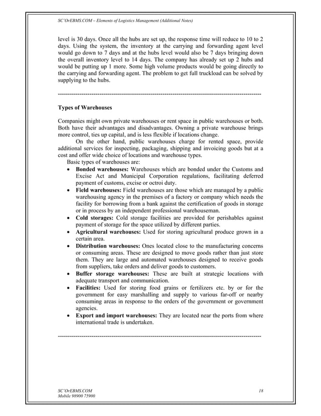 Logistics notes | PDF