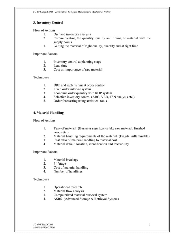 Logistics notes | PDF
