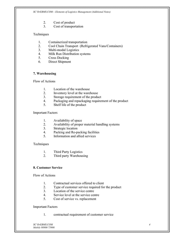 Logistics notes | PDF