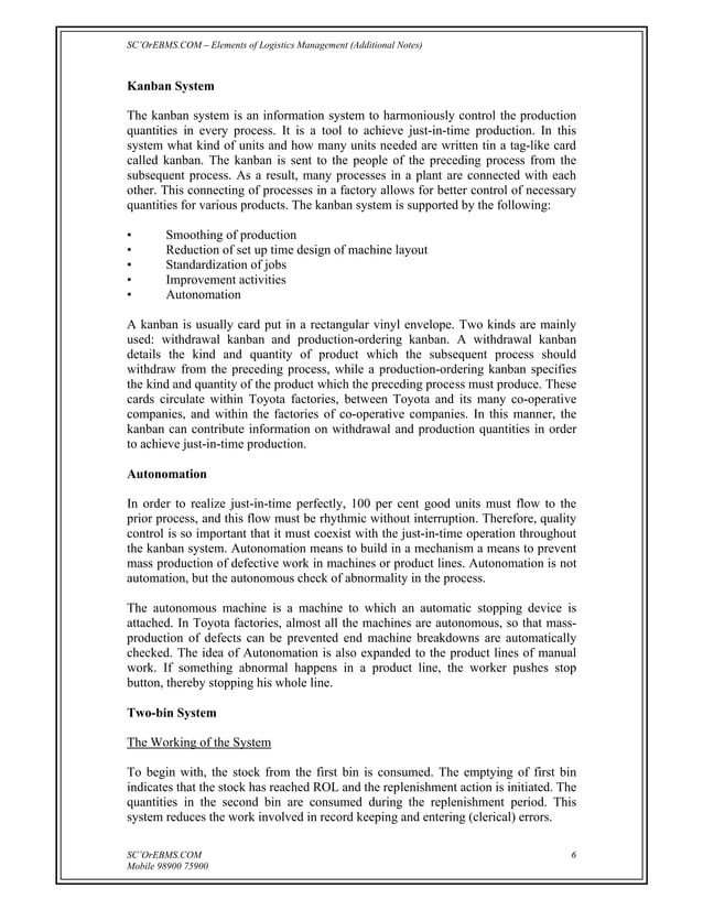 Logistics notes | PDF