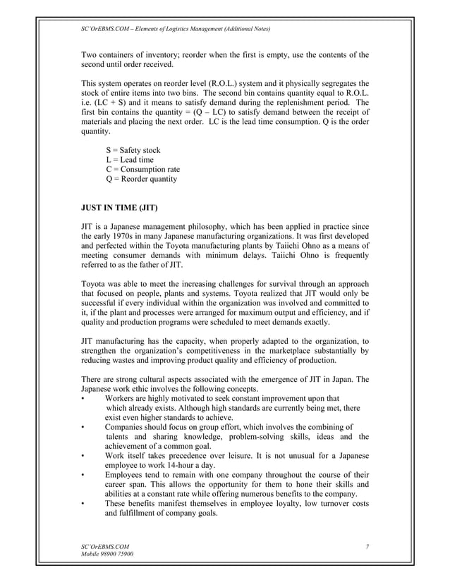 Logistics notes | PDF