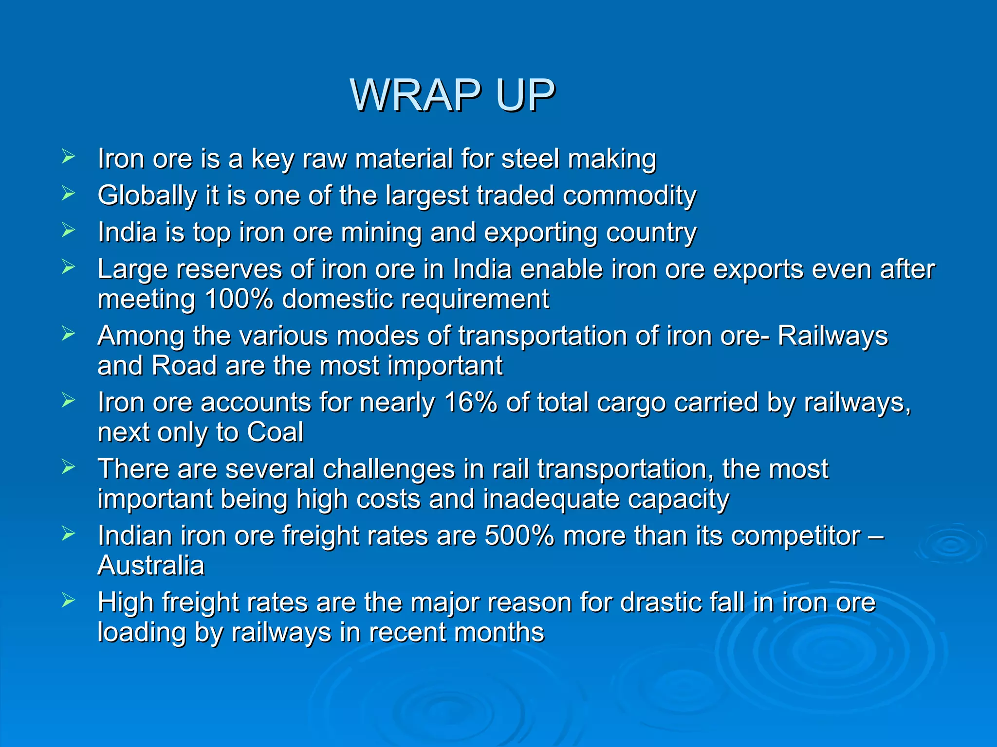 Logistics Of Iron Ore Transportation Cilt | PPT