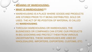 Logistics of warehousing in 1 assingment | PPTX | Logistics and ...