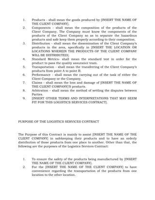 LOGISTICS SERVICES CONTRACT | PDF