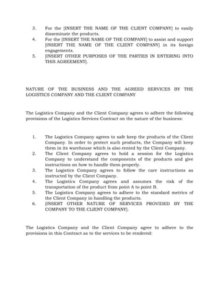 LOGISTICS SERVICES CONTRACT | PDF
