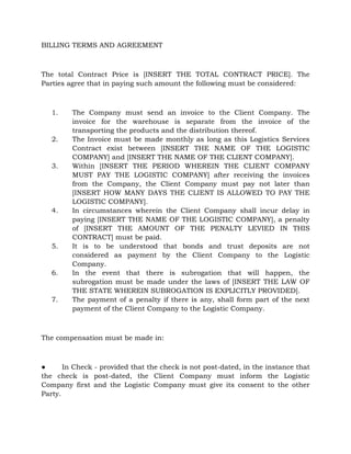 LOGISTICS SERVICES CONTRACT | PDF