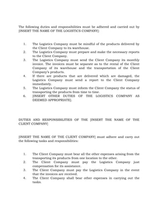 LOGISTICS SERVICES CONTRACT | PDF