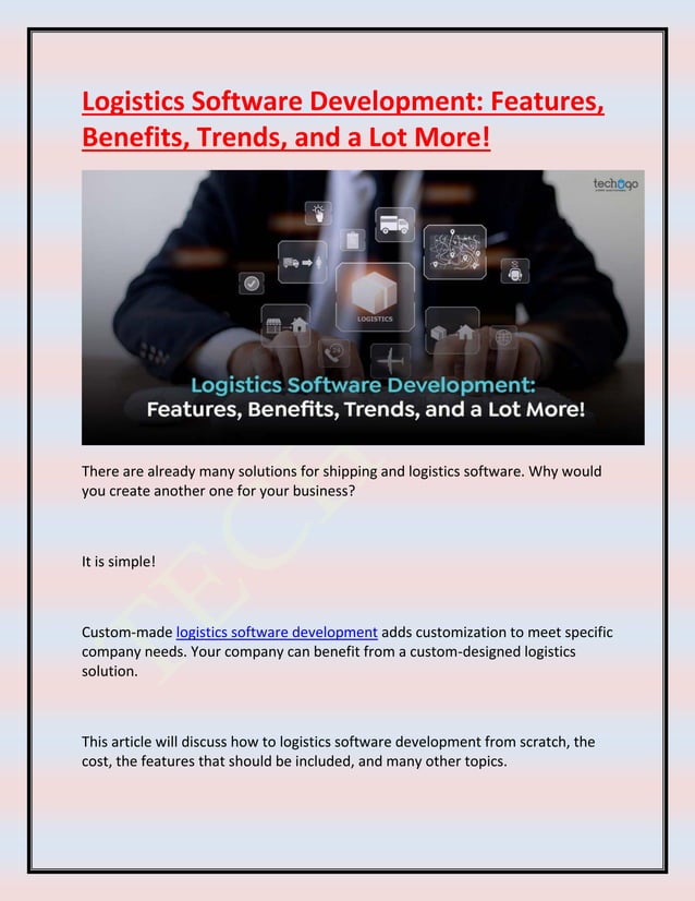 Logistics Software Development Features, Benefits, Trends, and a Lot More.pdf | Shareware and ...