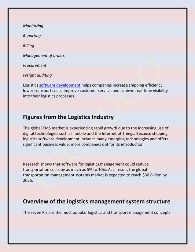 Logistics Software Development Features, Benefits, Trends, and a Lot More.pdf | Shareware and ...