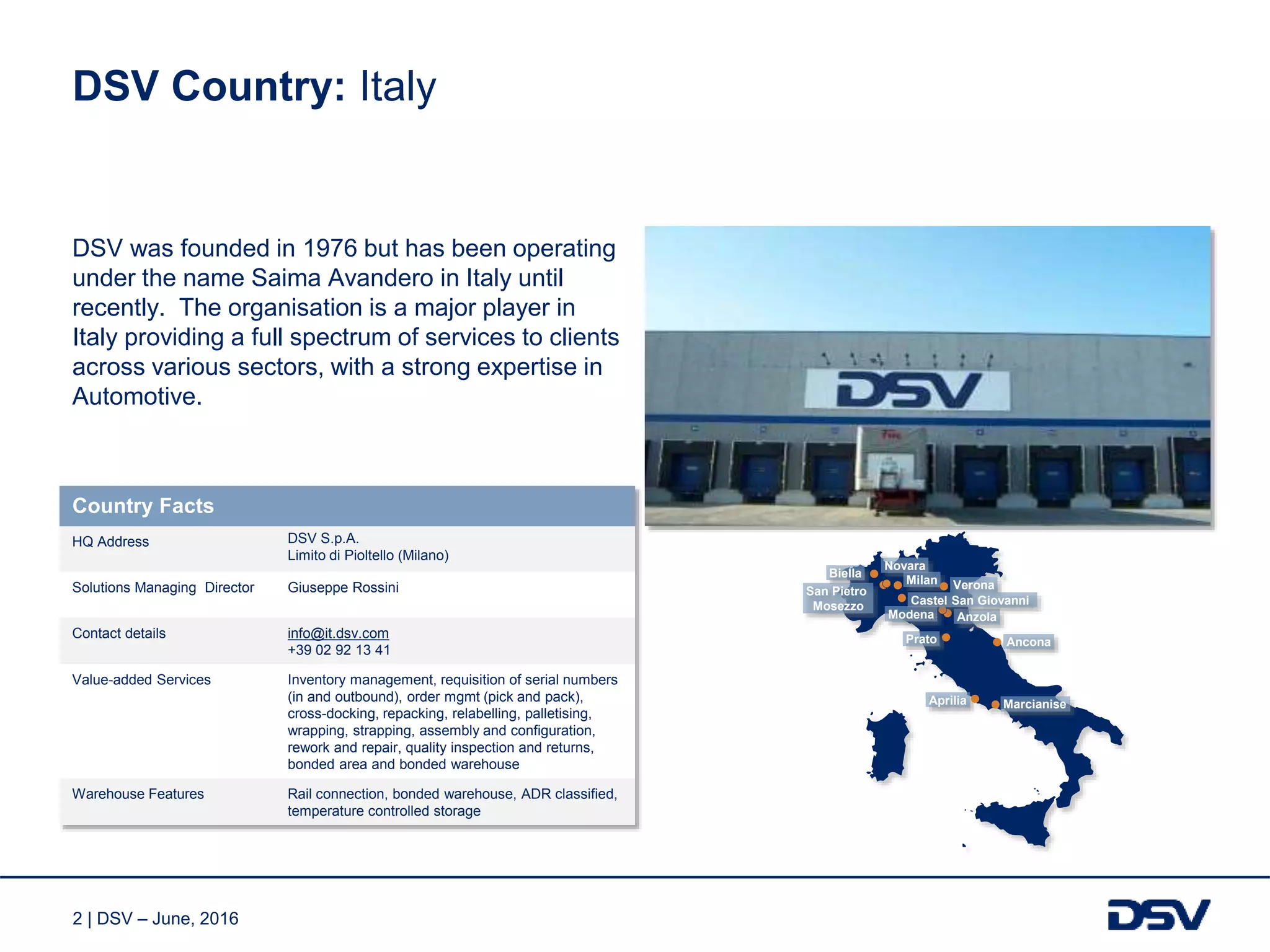 Logistics solutions DSV Solutions Italy | PPTX