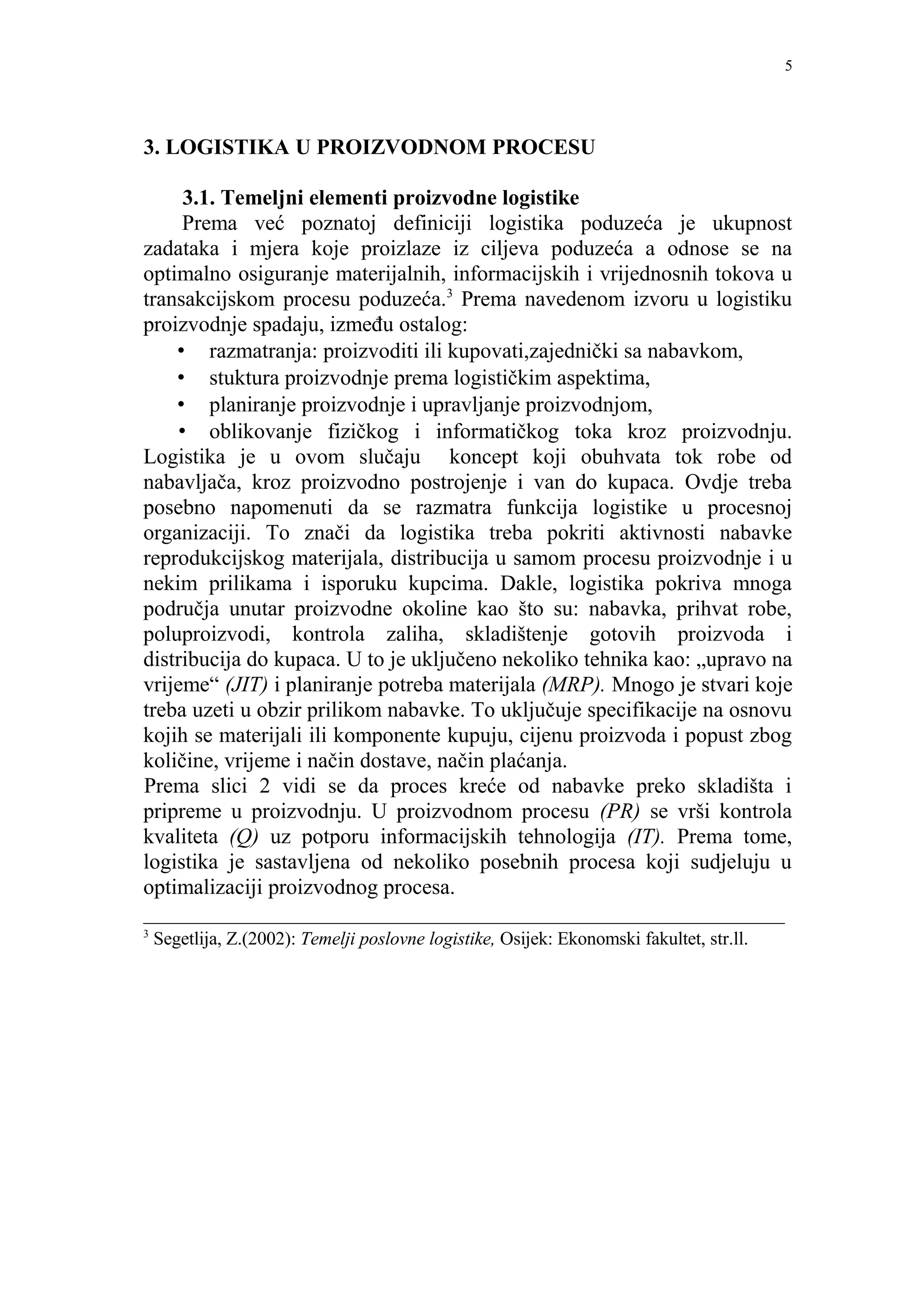 Logistika proizvodnje | PDF