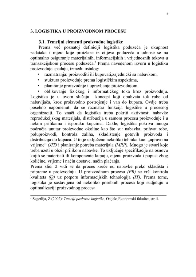 Logistika proizvodnje | PDF