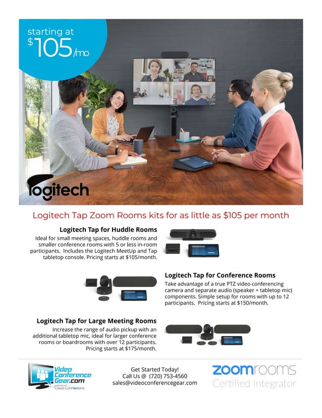 Get the Logitech Tap Zoom Rooms Kits for a Single Monthly Price | PDF