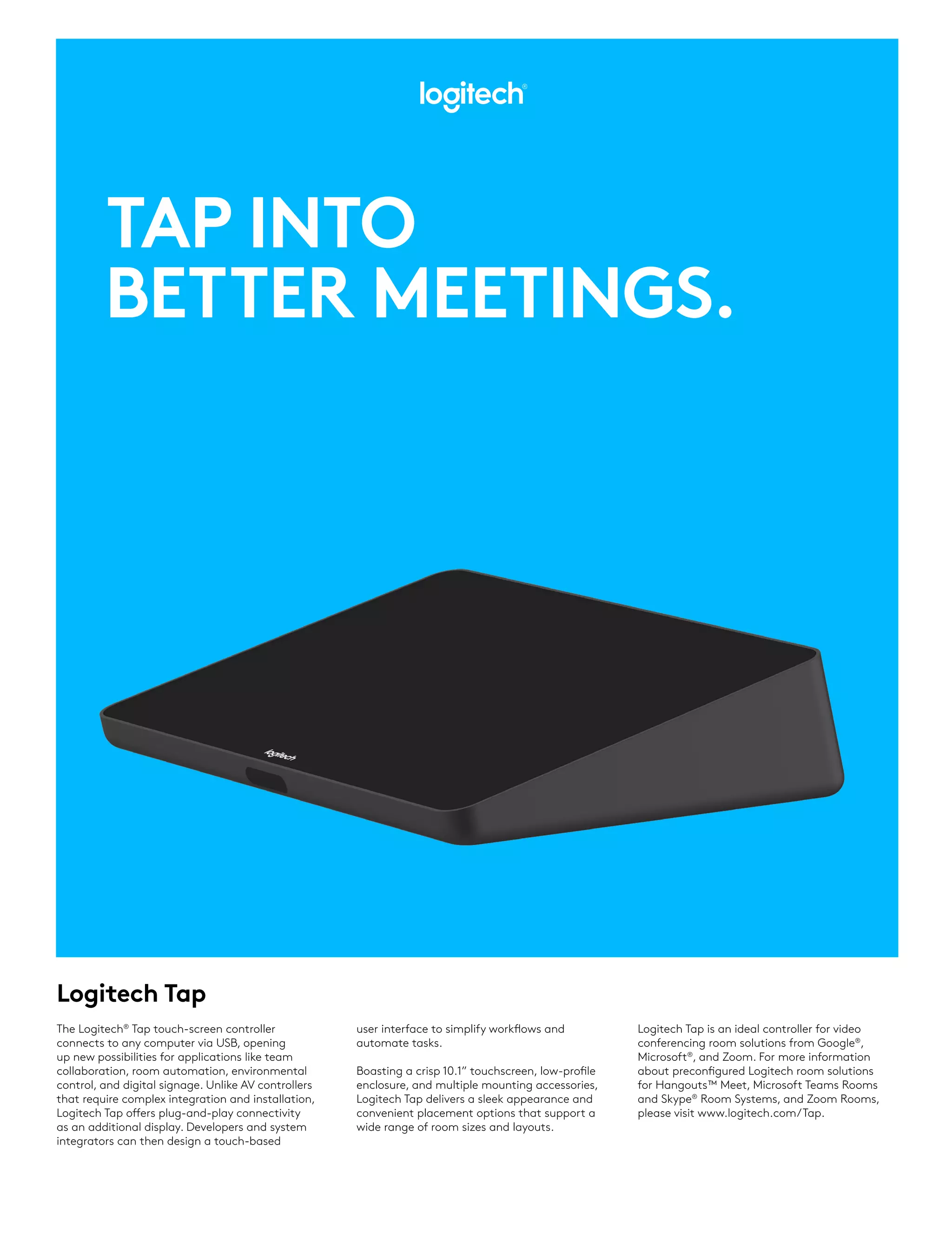Logitech Tap - Tap Into Better Meetings | PDF