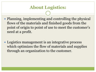 Functions of logistics and their impoartance. | PPTX