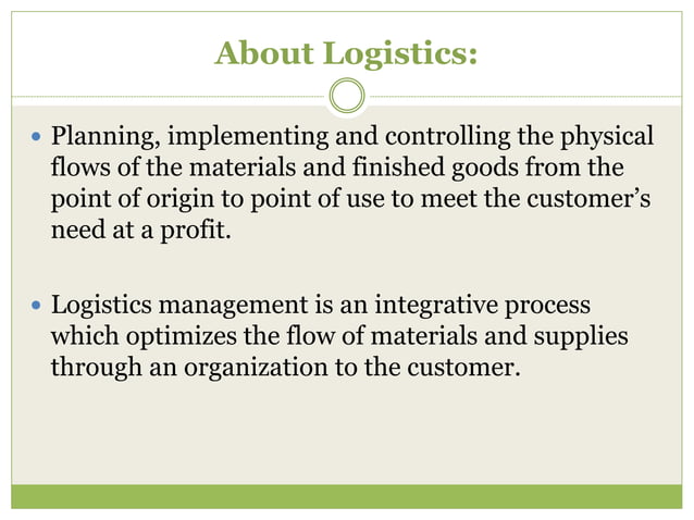 Functions of logistics and their impoartance. | PPTX