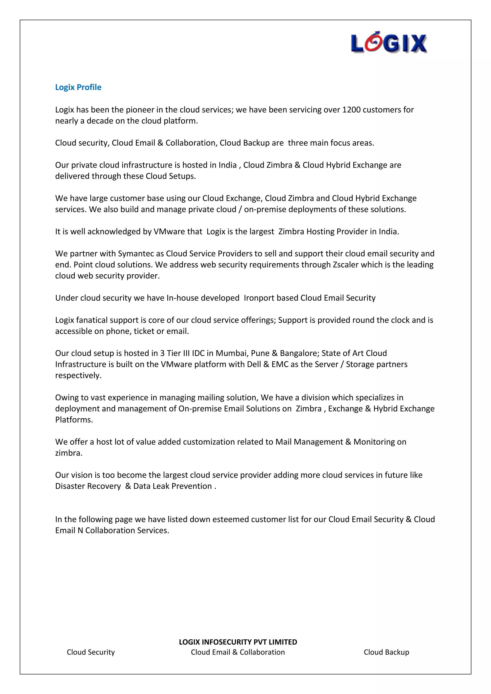 Logix cloud services profile | PDF