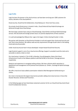 Logix cloud services profile | PDF