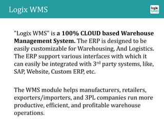 Logixgrid Warehouse Management System | PPTX