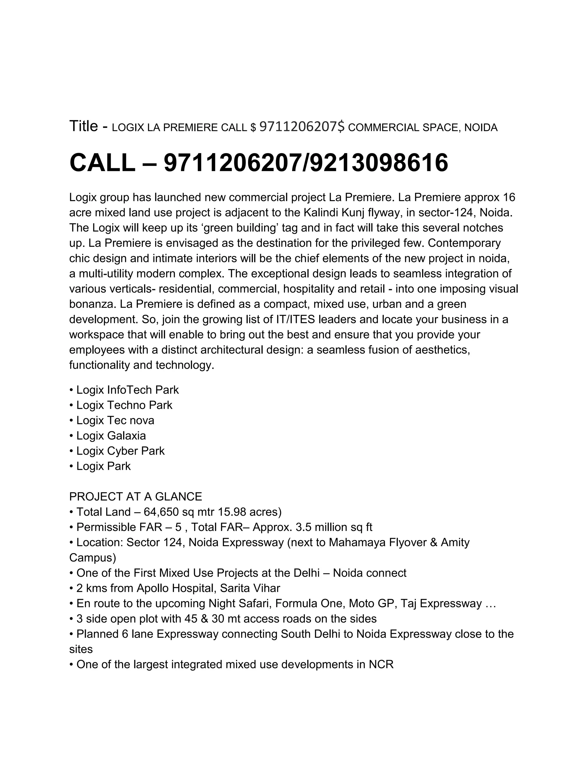 Logix la premiere | DOCX | Civil Engineering Industry | Industries