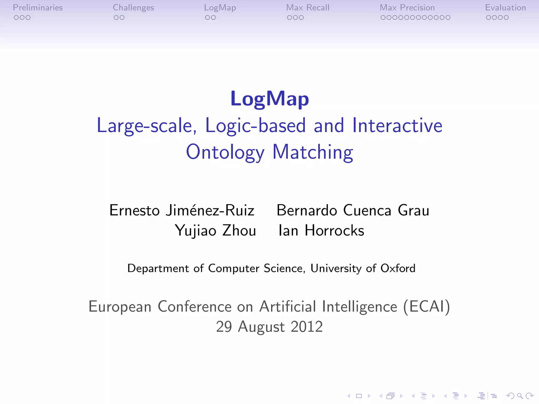 Logmap Large Scale Logic Based And Interactive Ontology Matching Pdf Web Development