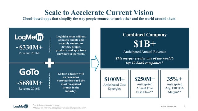 LogMeIn - GoTo Merger Presentation | PDF | Mergers and Acquisitions ...