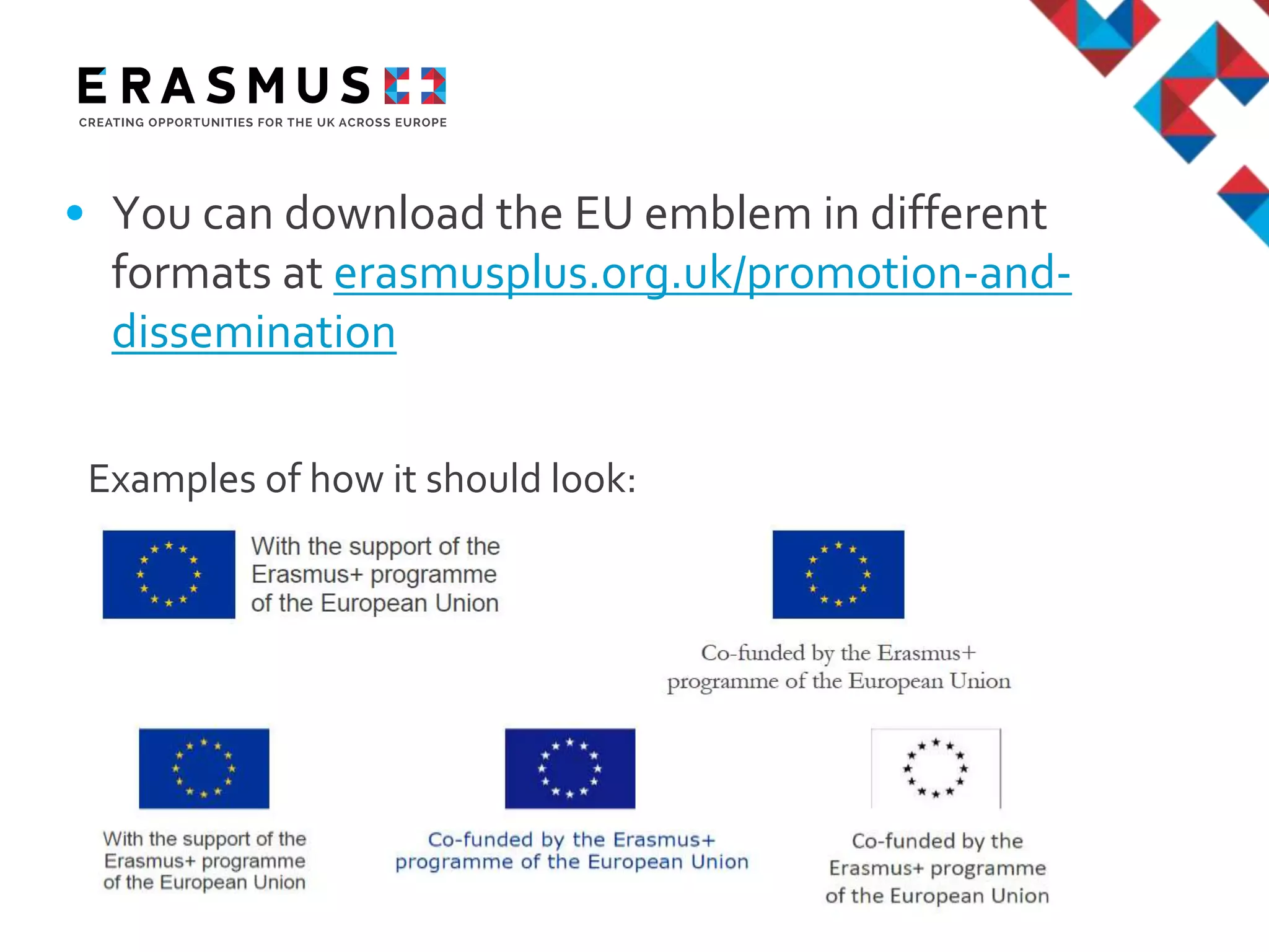 Using the EU emblem: guidance for beneficiaries and promoters | PPTX