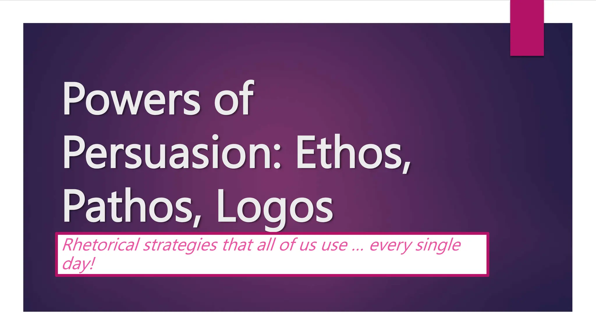 Persuasive Techniques: logos, pathos, ethos [Recovered].pptx