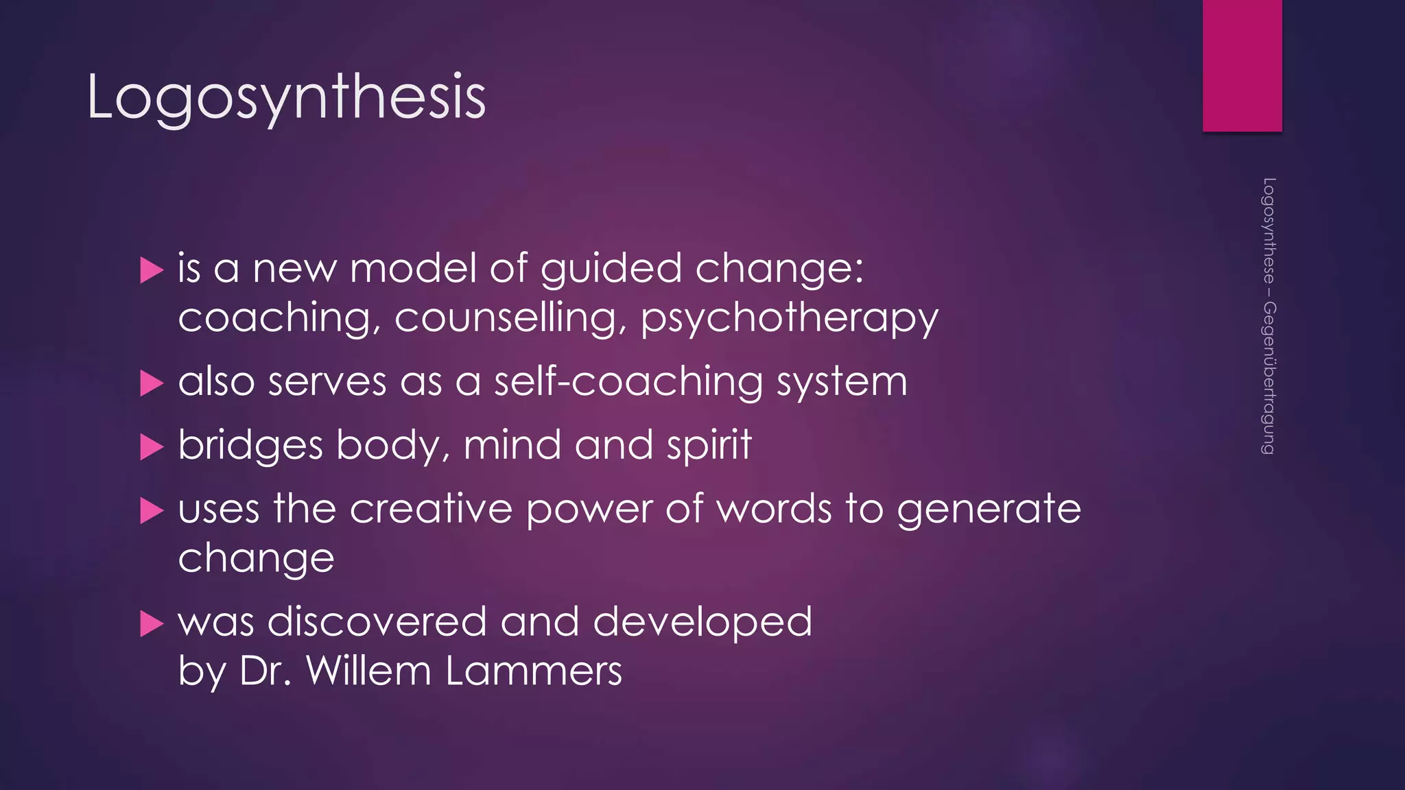 Logosynthesis in a Nutshell | PPTX | Mental Health | Diseases and ...