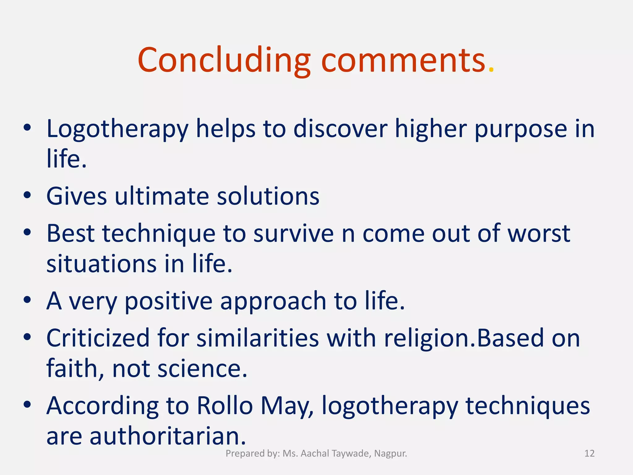 Logo therapy technique | PDF