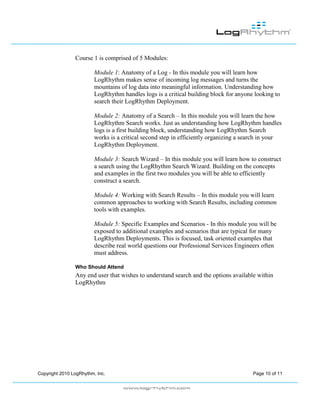 LogRhythm Training Syllabus Data Sheet | PDF