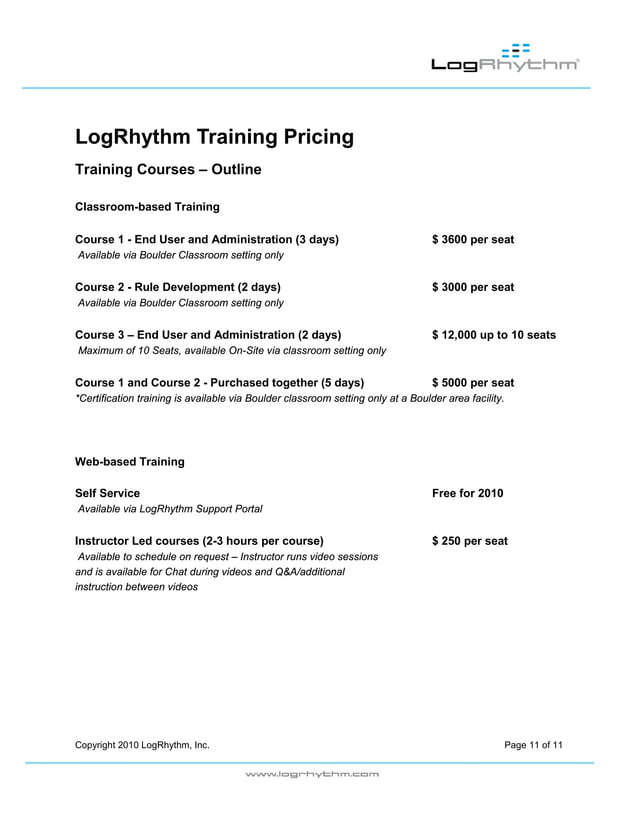 LogRhythm Training Syllabus Data Sheet | PDF
