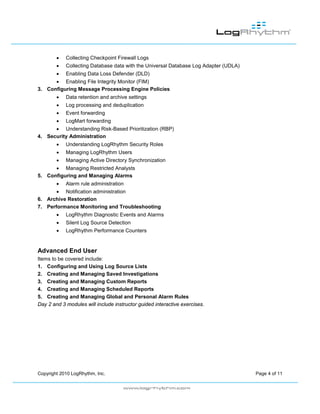 LogRhythm Training Syllabus Data Sheet | PDF