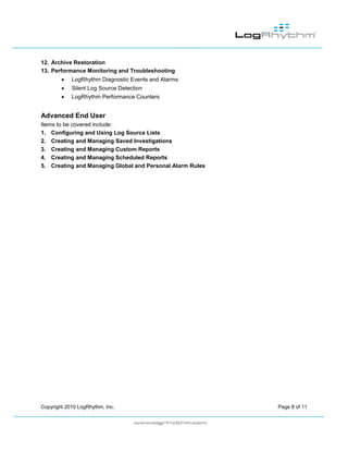 LogRhythm Training Syllabus Data Sheet | PDF