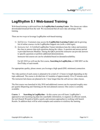 LogRhythm Training Syllabus Data Sheet | PDF