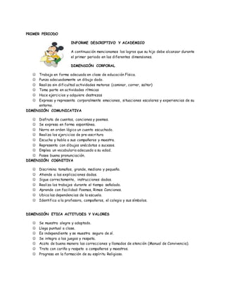 Logros grado preescolar 2015 | DOCX